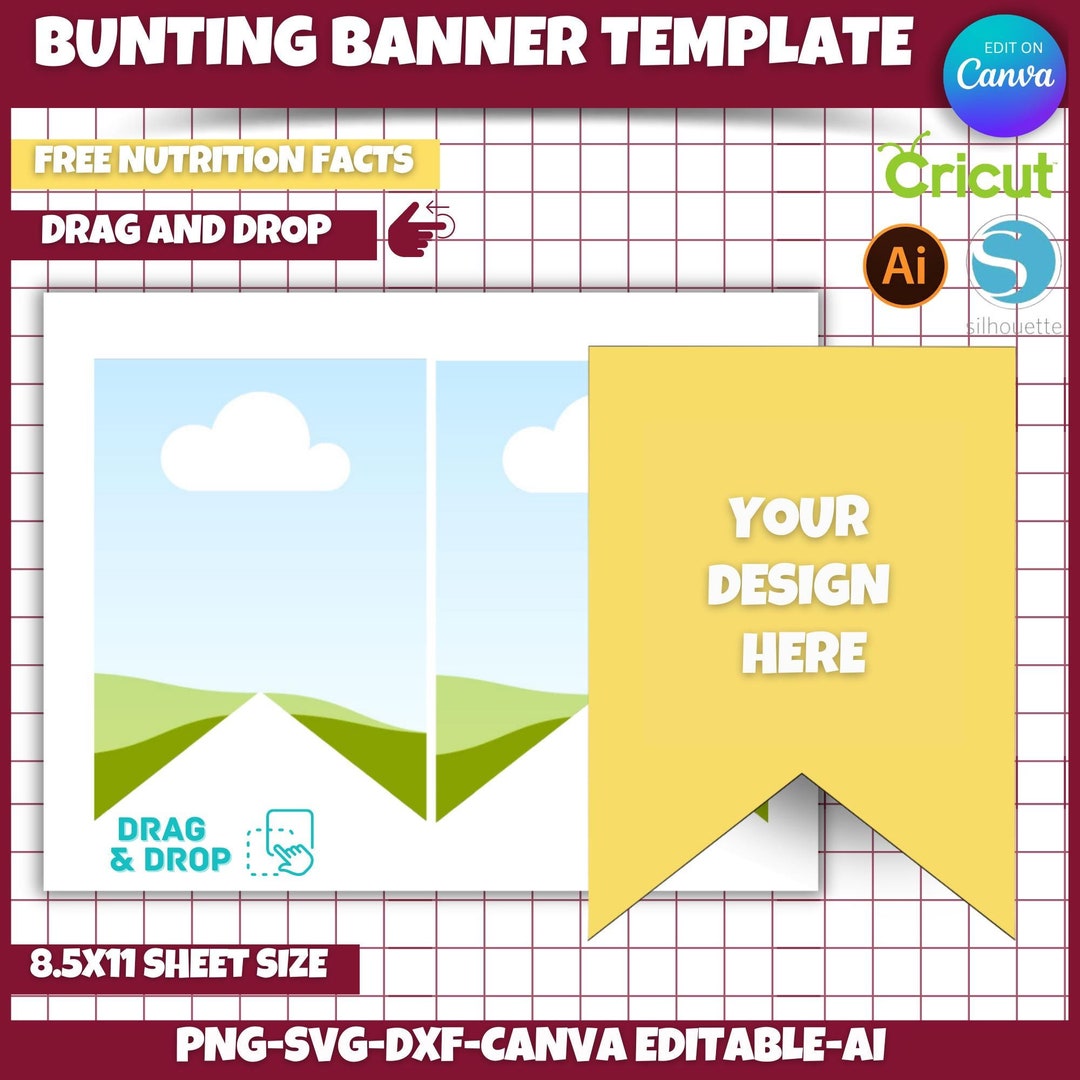 Bunting Banner SVG, Bunting Banner Template, Clipart Png, Canva ...