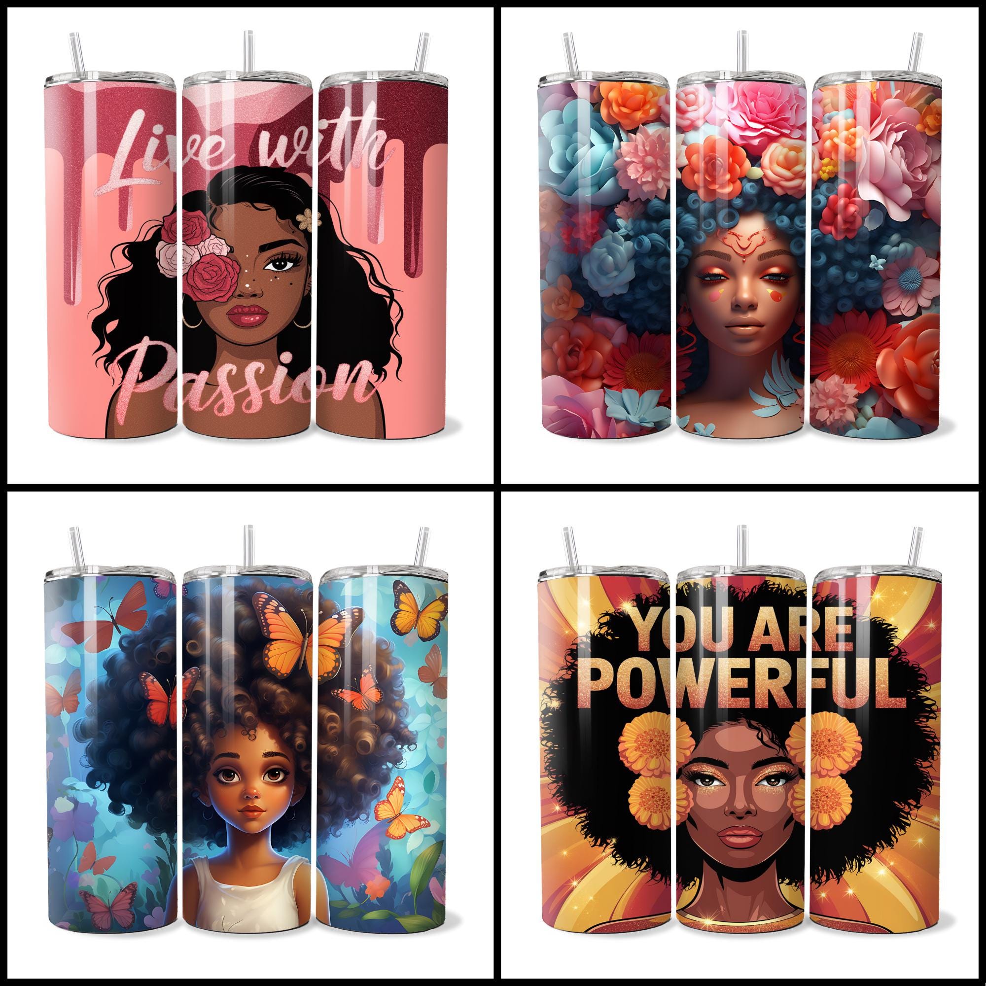 250+ Afro Women Tumbler Wrap Designs: Inspirational Sublimation PNG ...