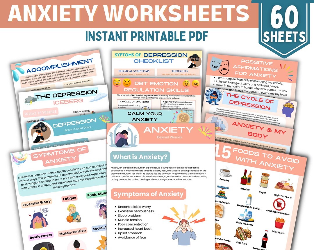 Anxiety Worksheet Bundle: Therapy Tools, CBT & DBT (PDF) - Etsy