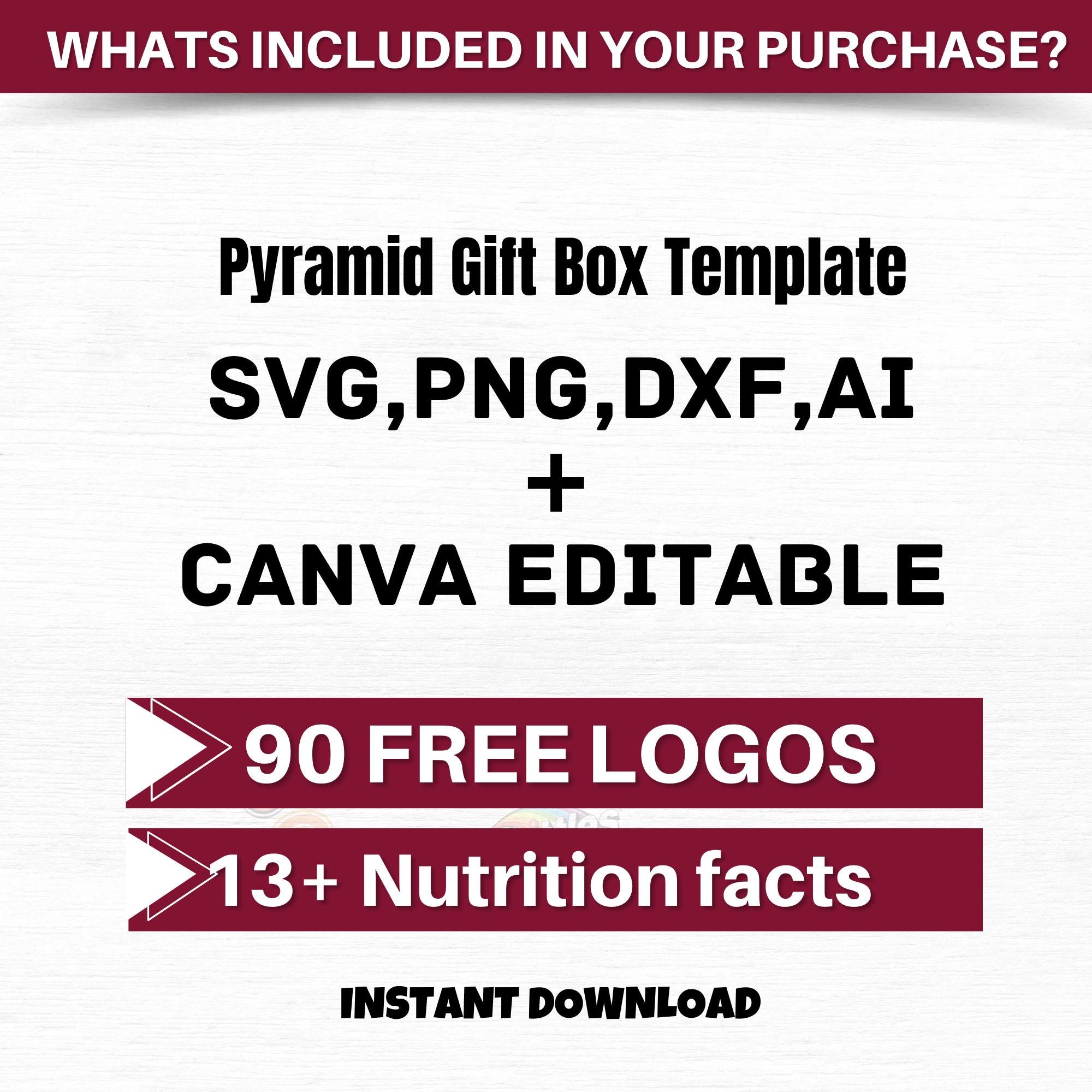 Pyramid Gift Box Template: Editable Label, Cricut & Canva (digital ...