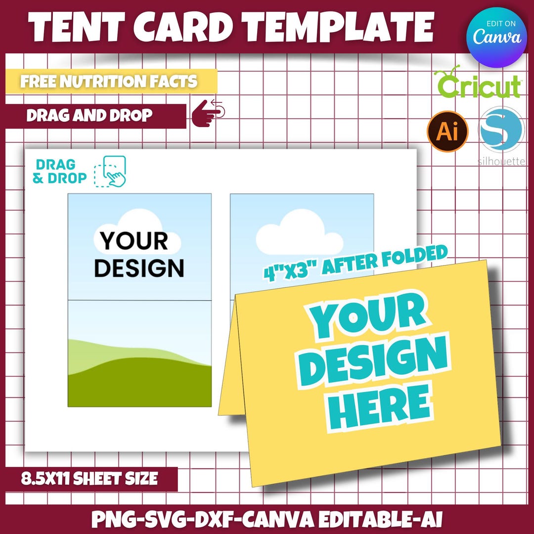 Buy Tent Card Template, 4x3 Inches Printable Tent Card, Food Label ...