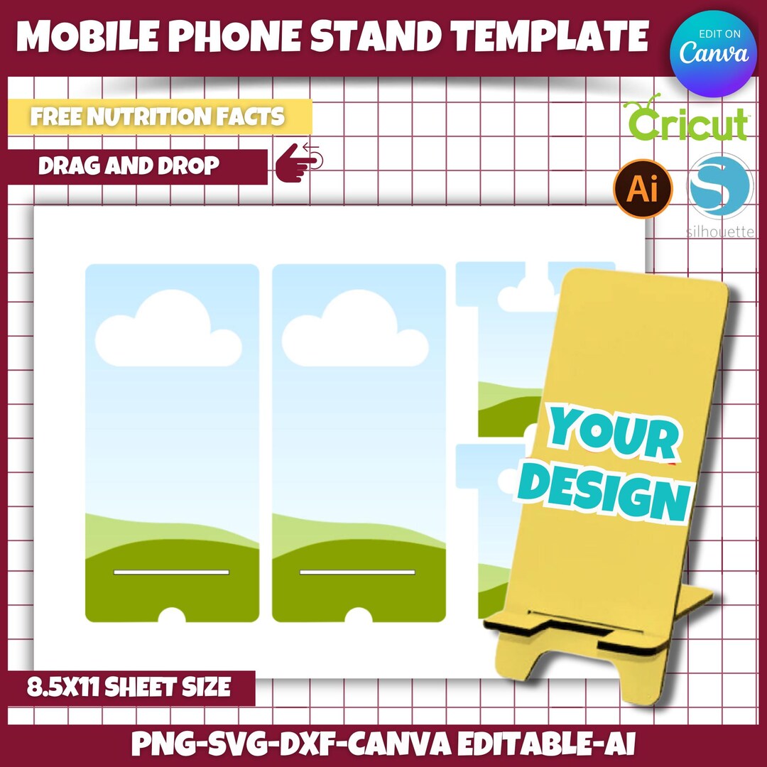 Mobile Phone Stand Template: Canva, SVG, AI (8.5"x11" Sheet) (digital ...