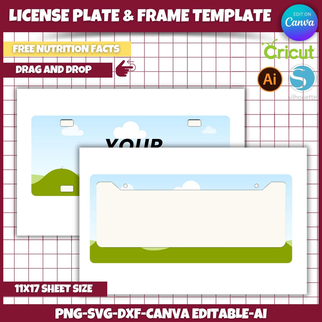 Editable Car License Plate Template: SVG PNG Canva - Etsy