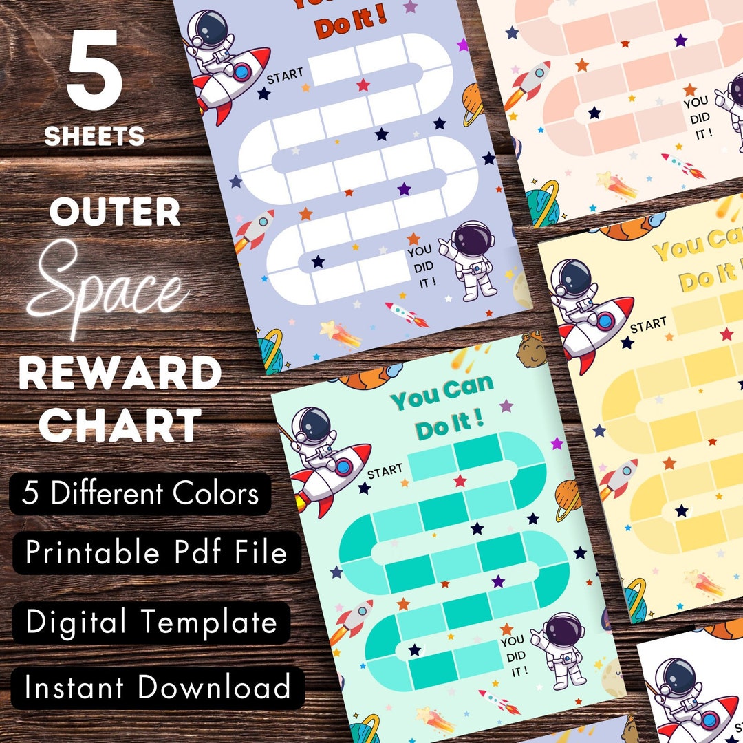 Outer Space Reward Chart, Printable Achievement Chart, Spaceship ...