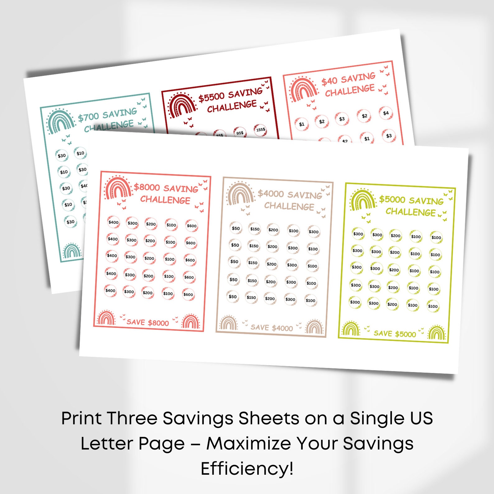 30 Savings Challenge Printable Boho Saving Money Tracker - Etsy