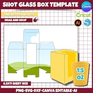 1.5 Oz Shot Glass Box Template: Editable Canva Design (SVG, PNG, DXF ...