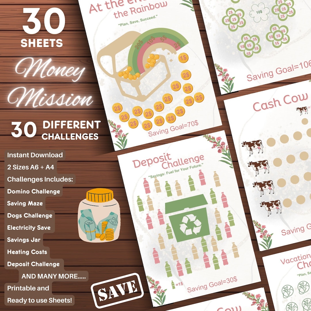 30 Sheets Savings Challenge, Printable Mini Savings Challenges, Easy ...