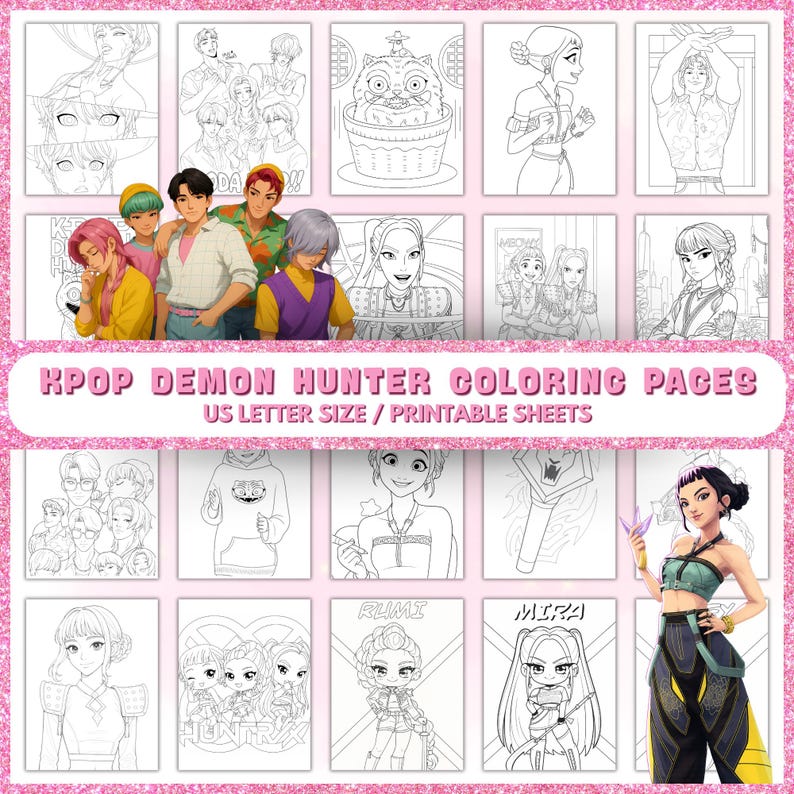Demon Hunters K-pop Coloring Pages | 40 Printable Sheets (digital ...