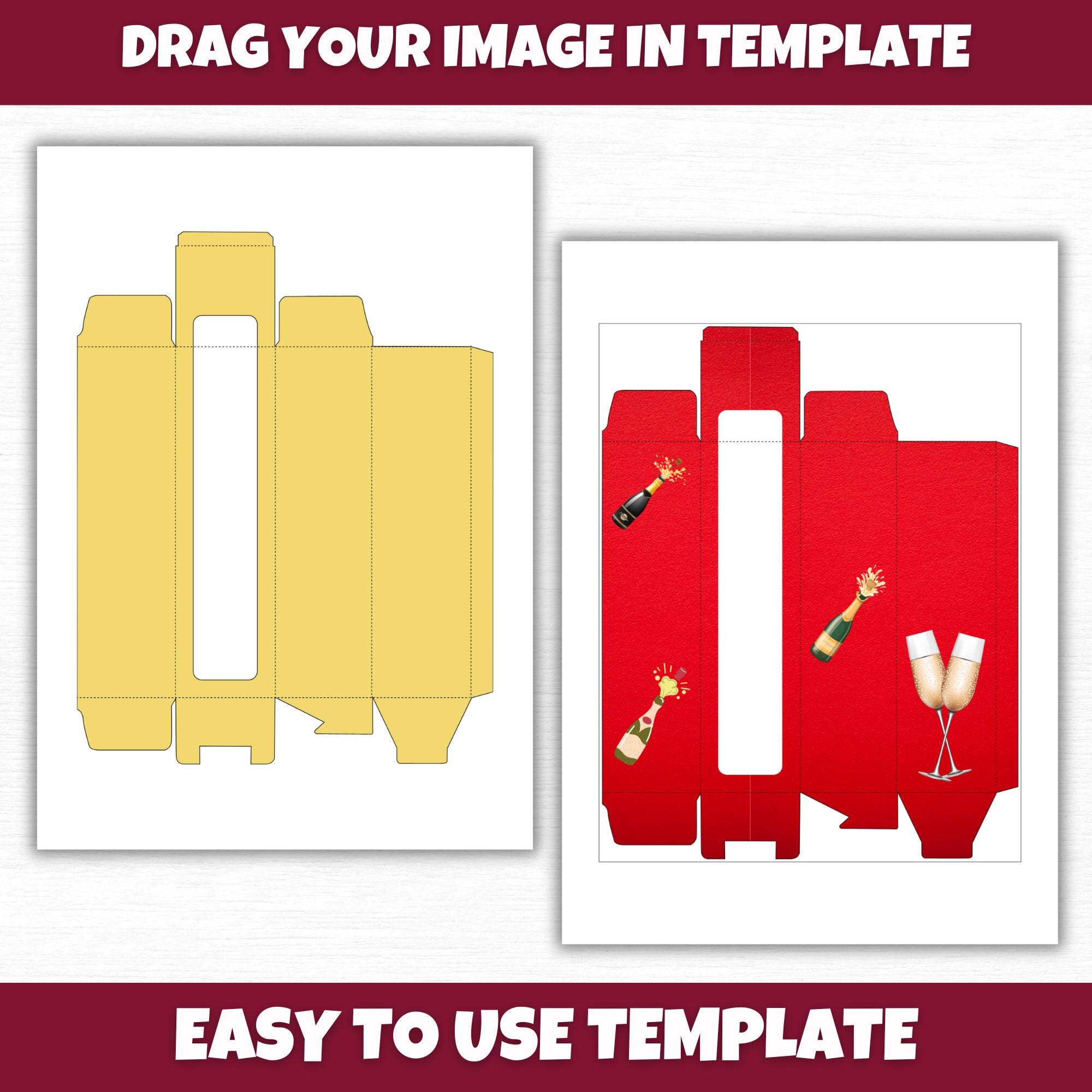 Champagne Flute Box Template: Canva Editable, Drag & Drop (digital ...