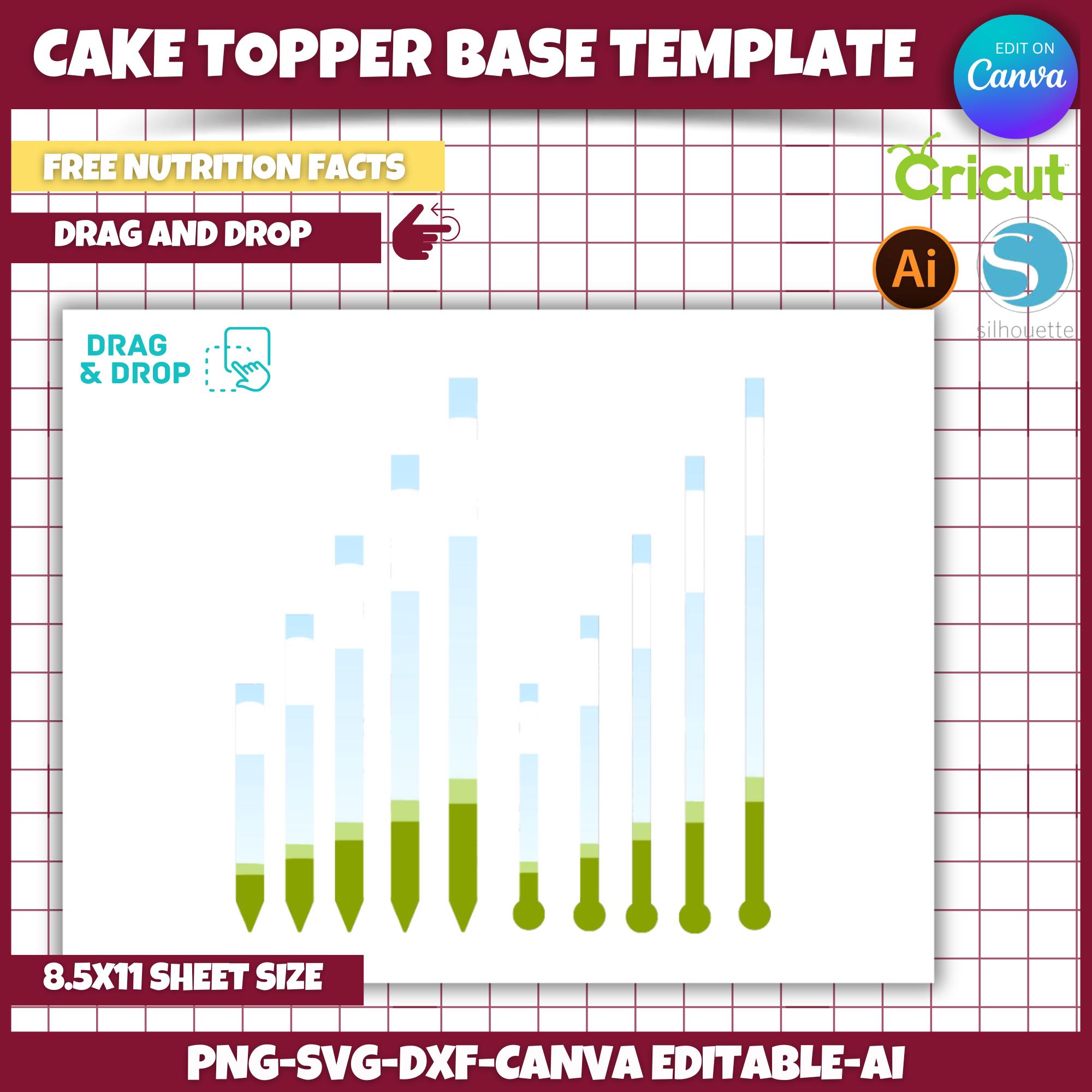 Cake Topper Base Template SVG | Glowforge, Cricut, Canva (digital ...