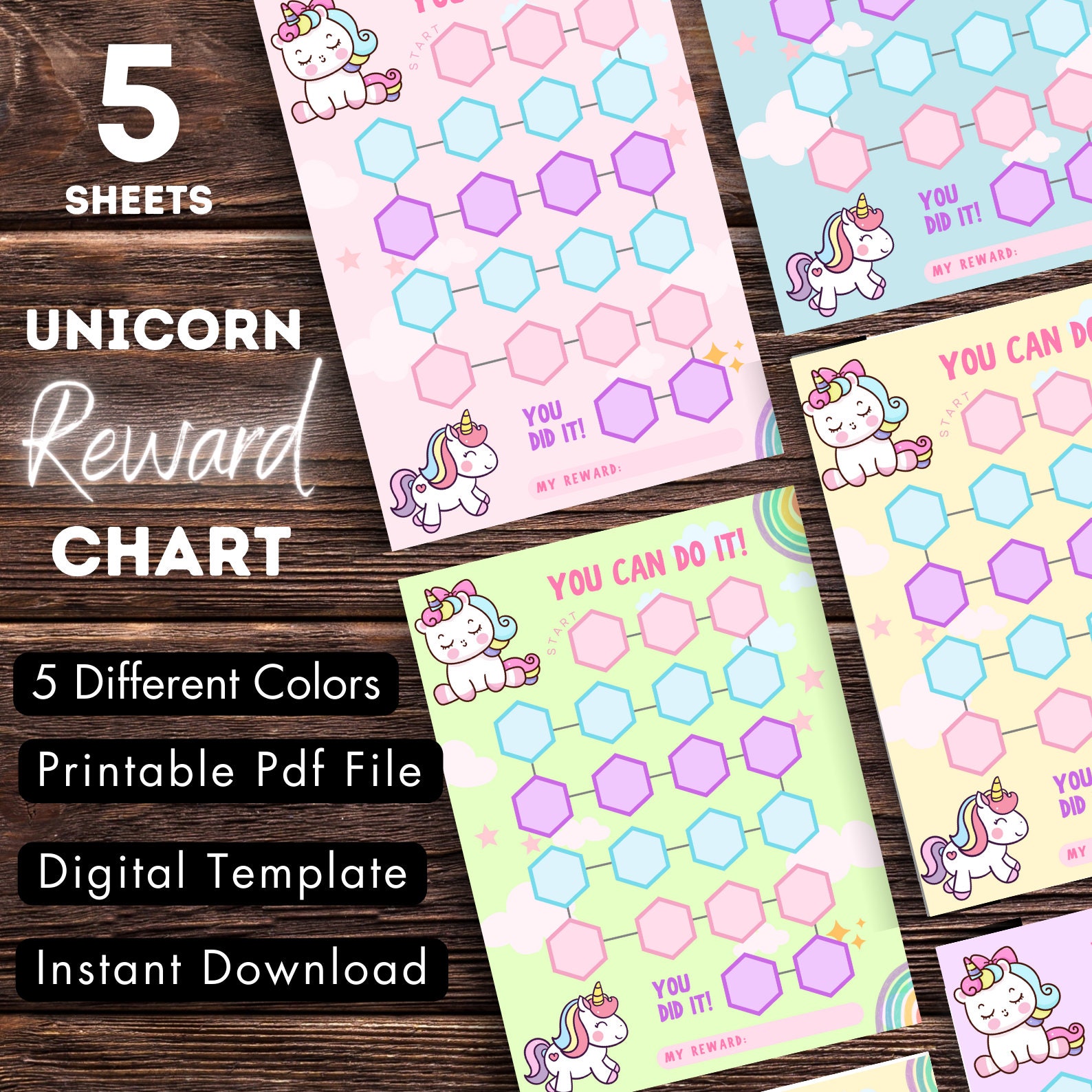 Unicorn Reward Chart Editable Unicorn Reward Chart Printable - Etsy