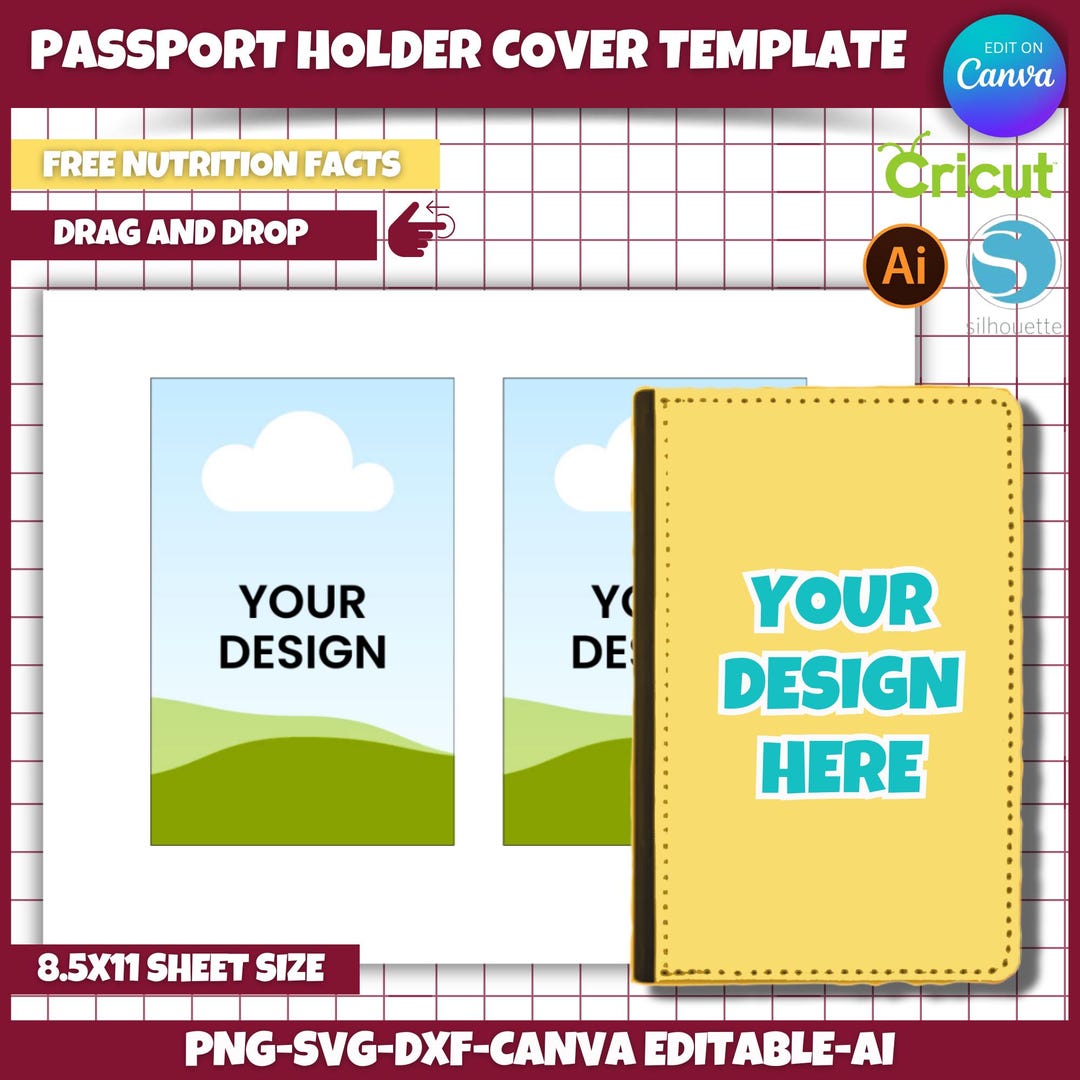 Passport Cover Template: SVG, PNG, Canva Editable (digital Download) - Etsy