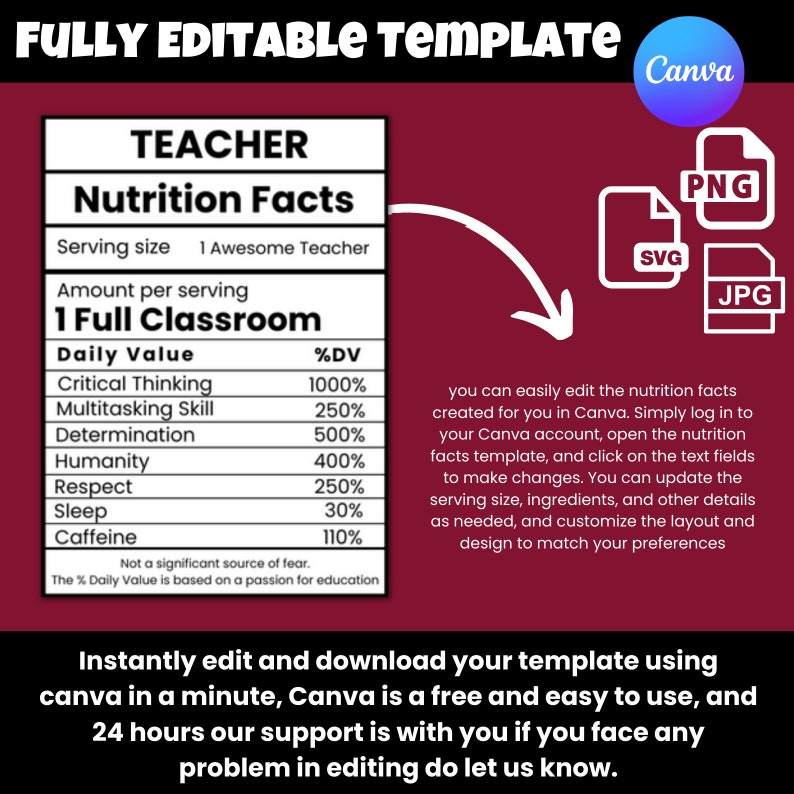 200+ Nutrition Facts Templates: Editable Canva Designs (digital ...