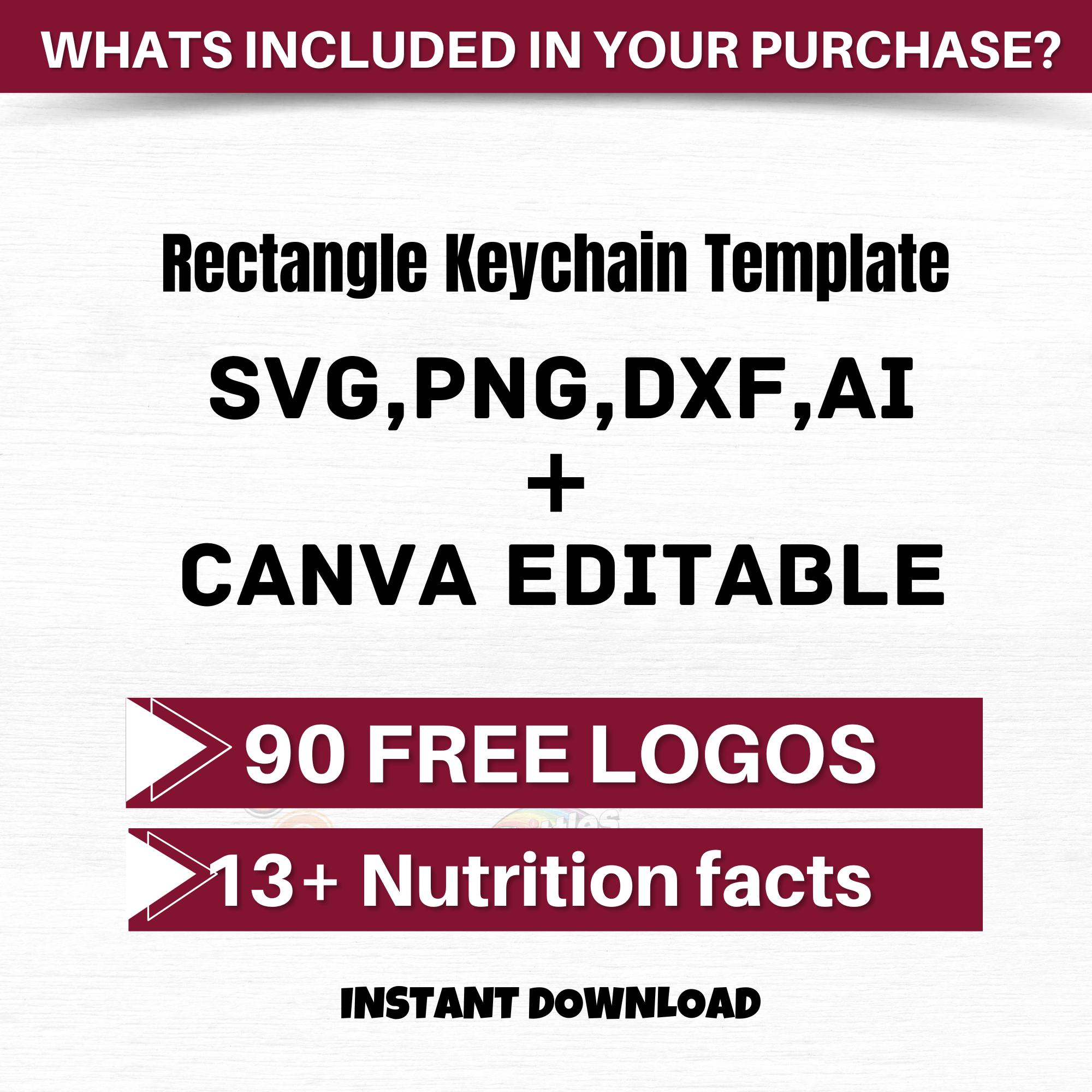 Rectangle Keychain Template: Sublimation Design, Canva Editable (PNG ...