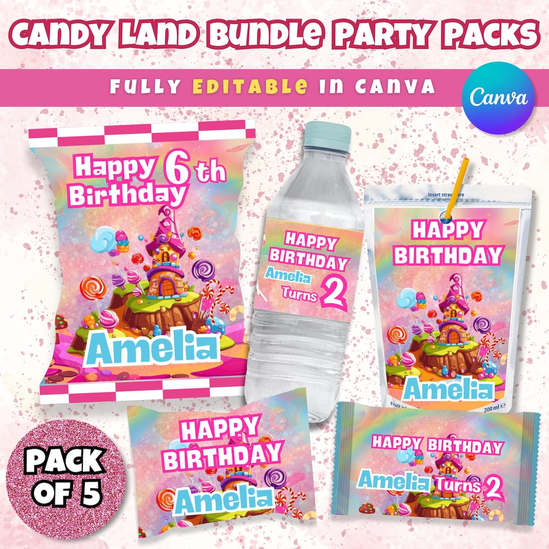 Candy Land Bundle Party 5 Packs, Candy Land Mega Party Bundle ...