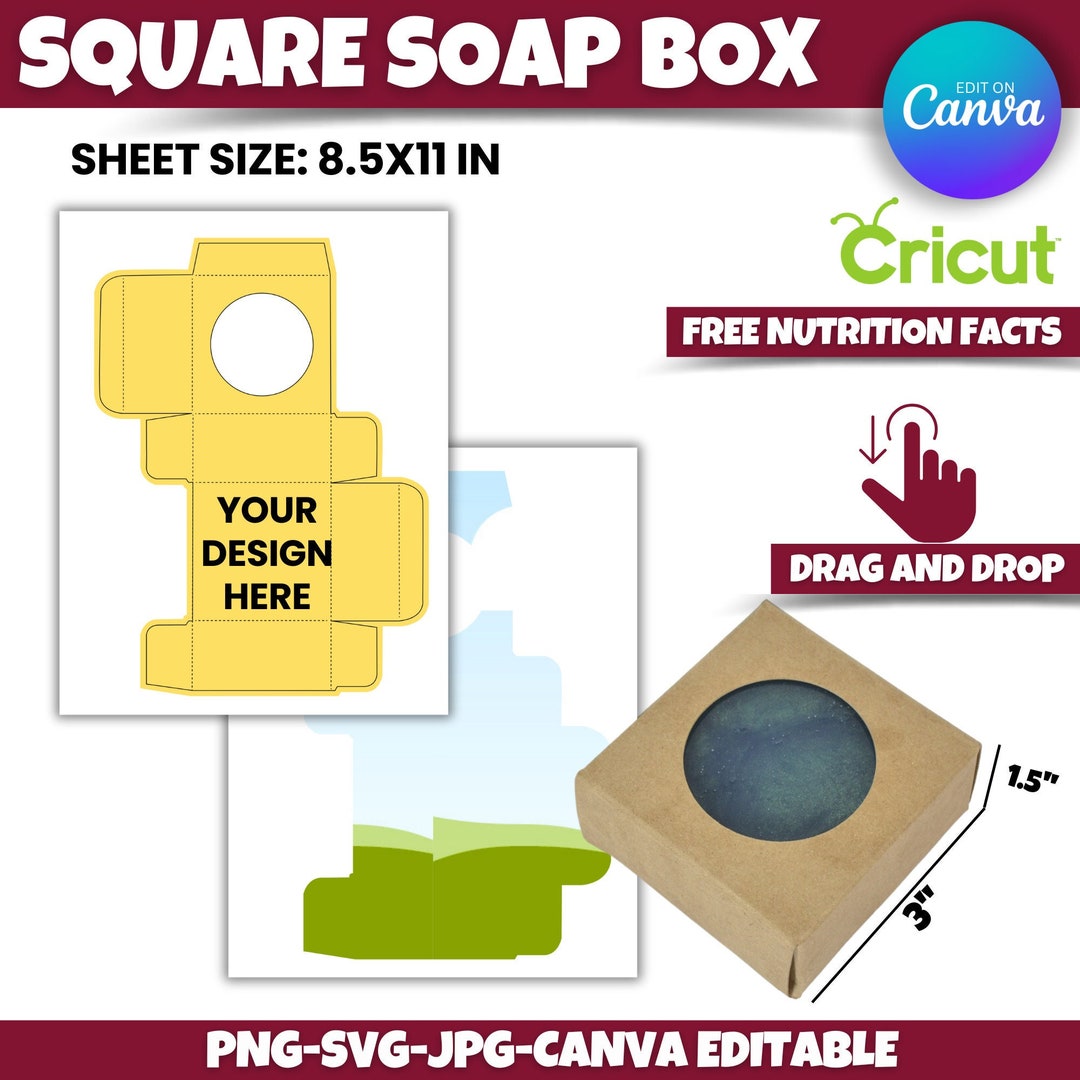 Square Soap Box Template, Custom Soap Packaging, Soap Box Svg ...