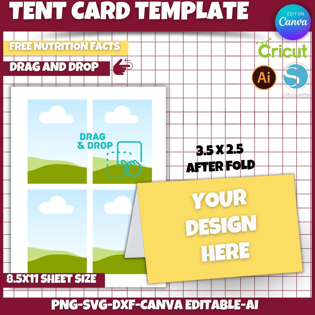 Printable Tent Card Template: Editable Food Label, Invitation (SVG ...
