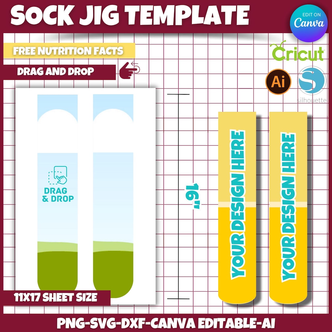 Sock Jig Template Svg, Adult Sock Jig Template, Sock Jig Sublimation ...