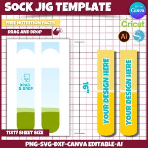 Sock Jig Template Svg, Adult Sock Jig Template, Sock Jig Sublimation ...