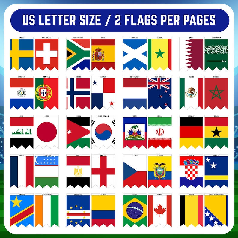 Printable World Cup 2026 Flag Banner With All Qualified Countries ...