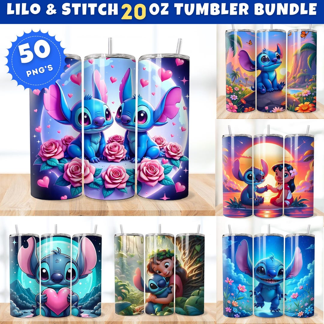 Lilo & Stitch Tumbler Wrap Designs: 20 Oz Sublimation Bundle (PNG ...