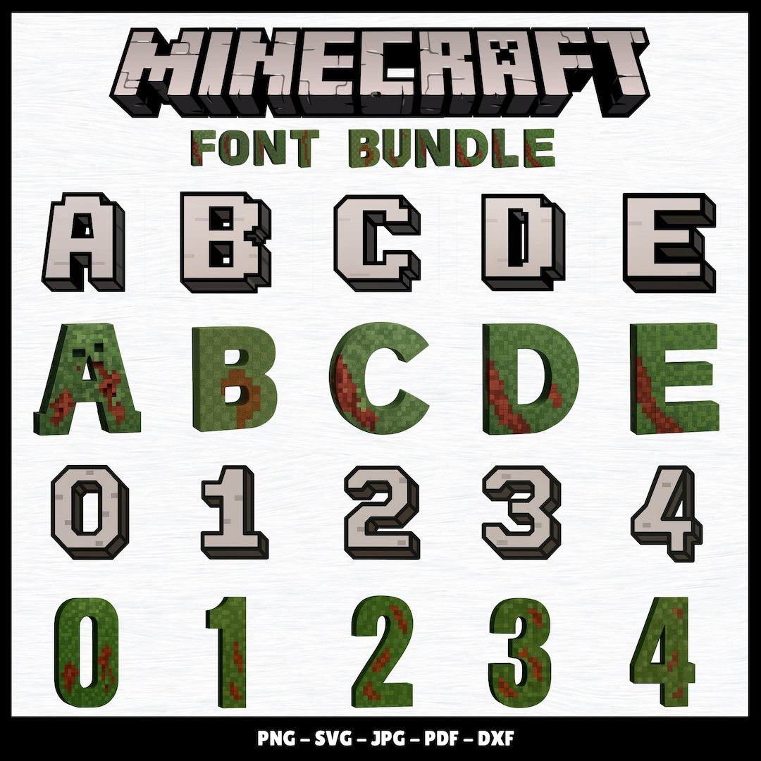2 Minecraft Font Svg Bundle Minecraft Alphabet Minecraft Gamer Fonts ...