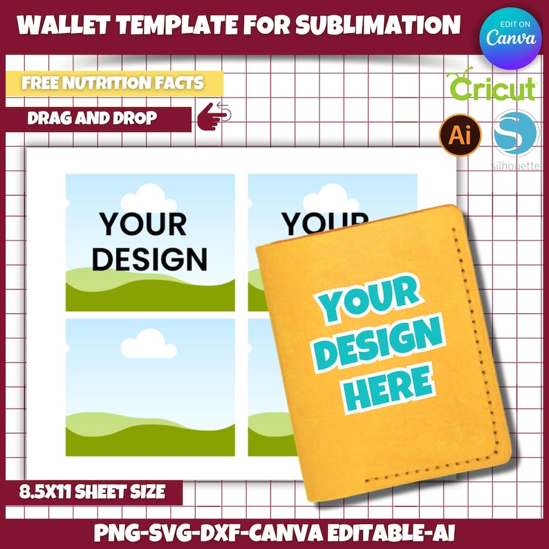 Bifold Wallet Template, Sublimation Template, Bifold Wallet Sublimation ...