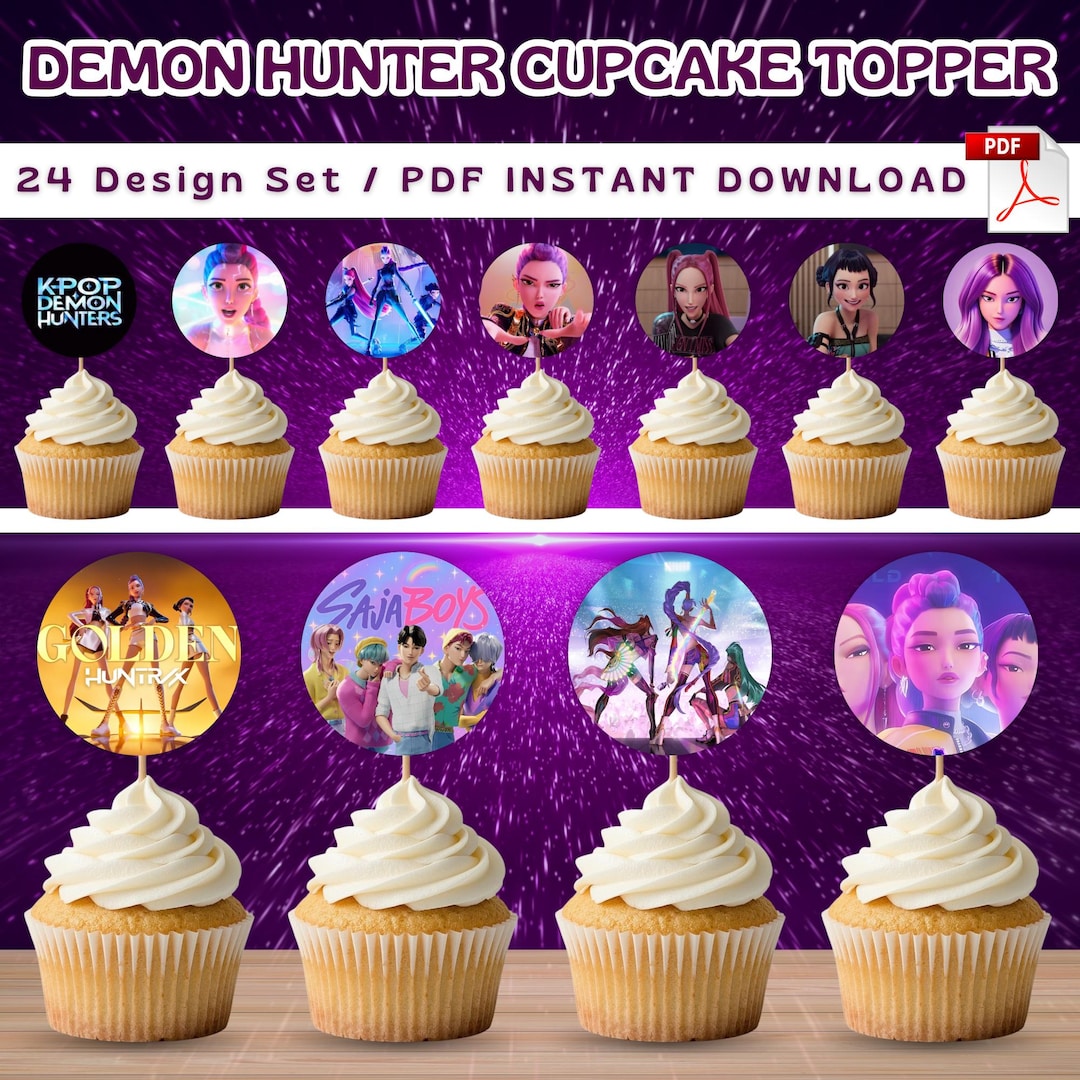 Printable Kpop Demon Hunters Cup Cake Topper, Printable Rumi Zoey Mira ...