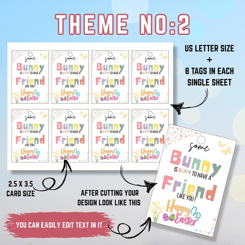 Editable Easter Gift Tags: Printable Treat Bag Labels (canva Template ...