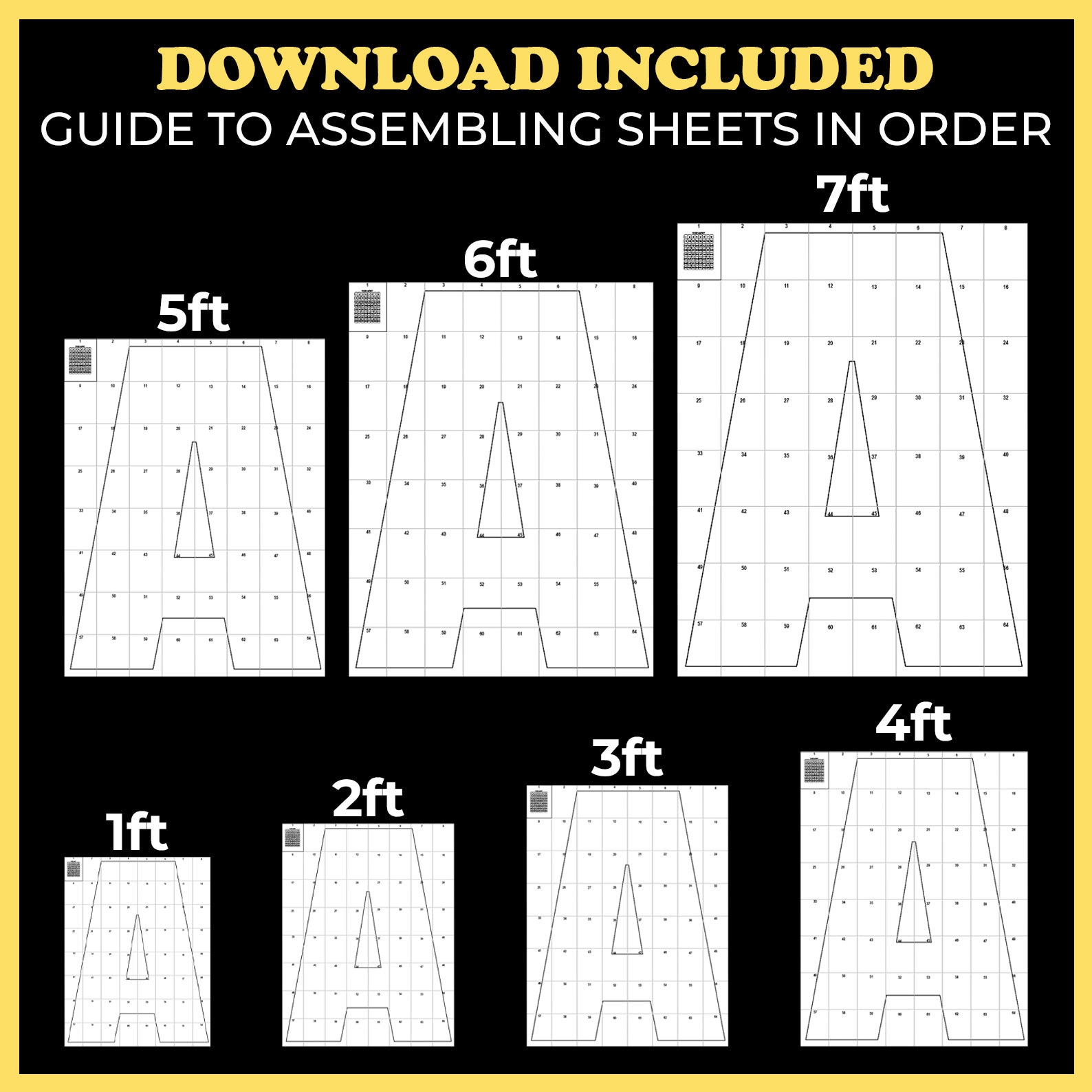 Mosaic Balloon Number Template: Square Font (printable PDF) - Etsy