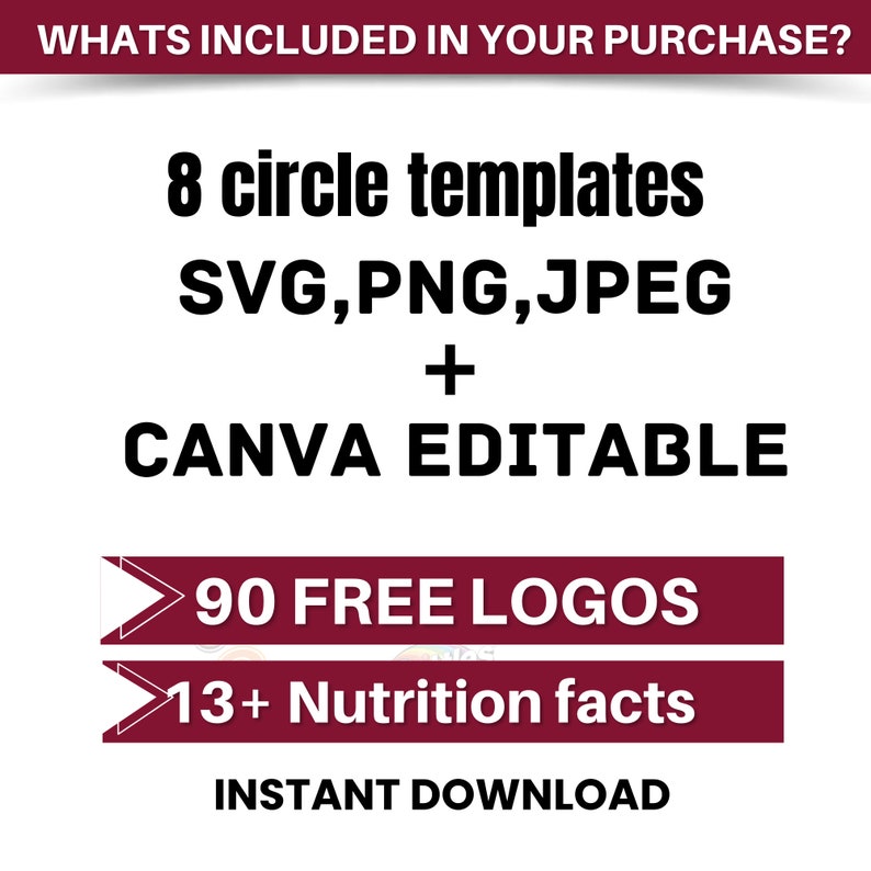 Circle Label Template Bundle: Printable Round Labels, Canva Frames ...