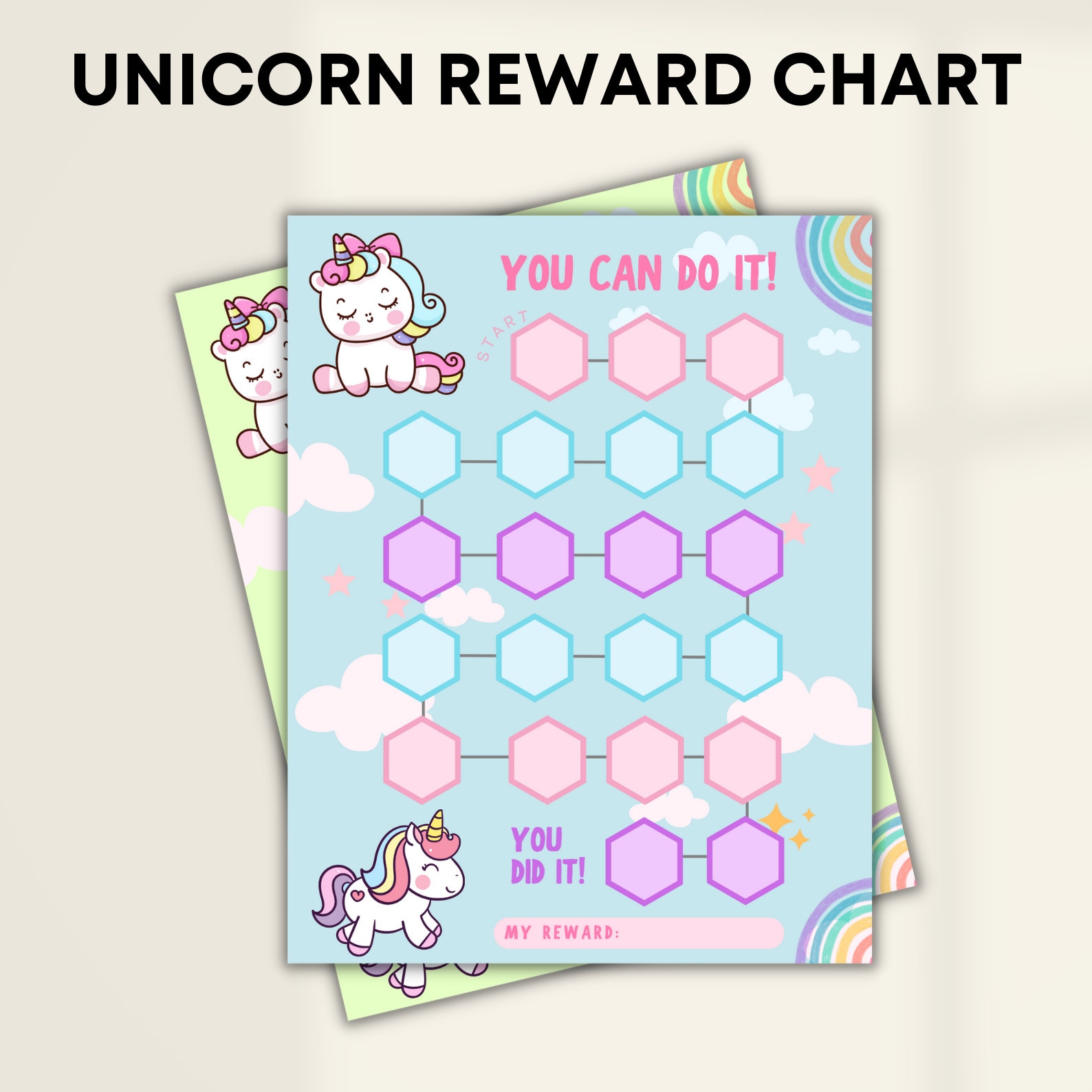 Unicorn Reward Chart: Rainbow Checklist (printable PDF) - Etsy