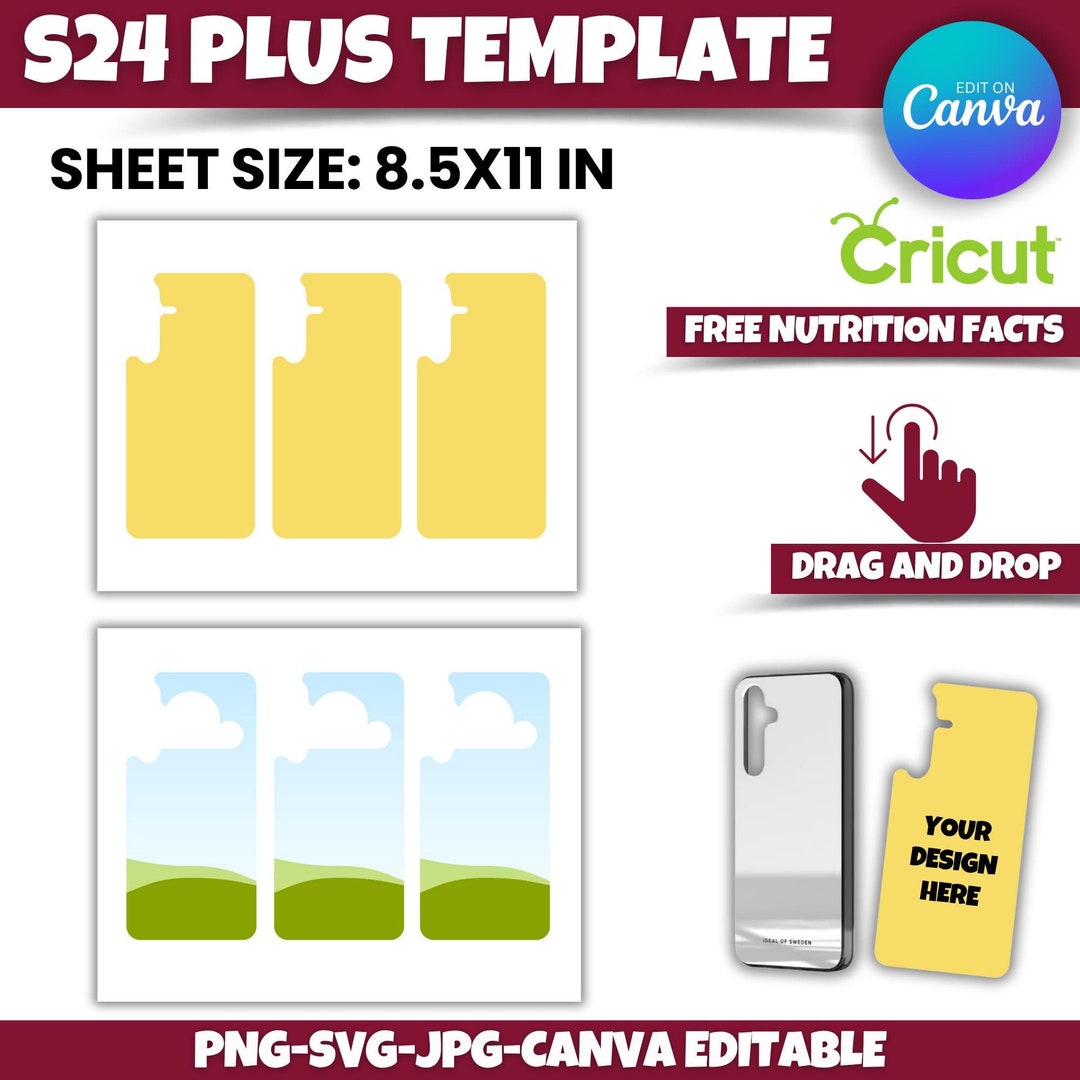 S24 Plus Phone Case Template: Editable SVG for Cricut & Canva - Etsy