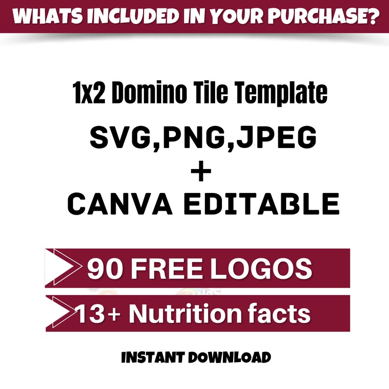 Domino Tile Template SVG: Round Corner, Drag & Drop Canva Frame - Etsy