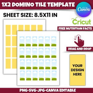 Domino Tile Template SVG: Round Corner, Drag & Drop Canva Frame - Etsy