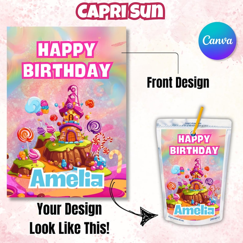 Candy Land Birthday Party Bundle: Editable Canva Templates (PDF ...
