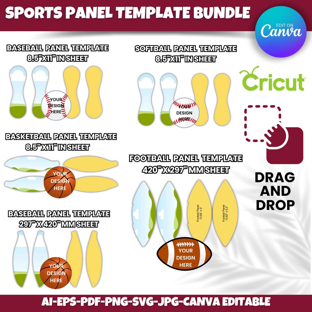 Sports Panel Template Bundle: Football, Baseball, Basketball (canva ...