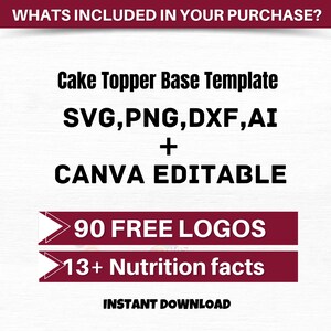 Cake Topper Base Template SVG | Glowforge, Cricut, Canva (digital ...