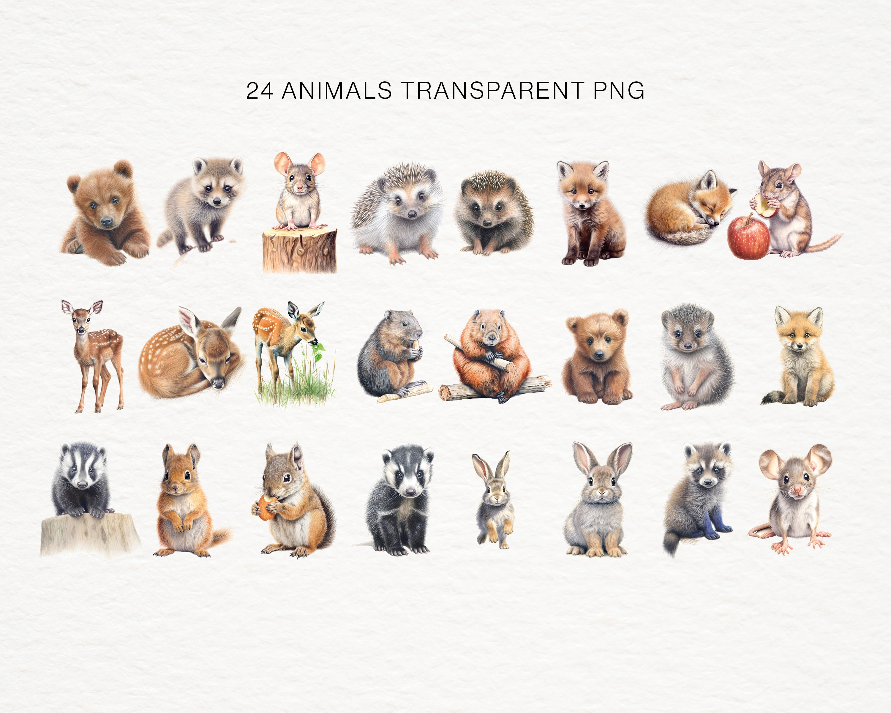 Woodland Animals Clipart Bundle, Animal Clipart for Commercial Use ...