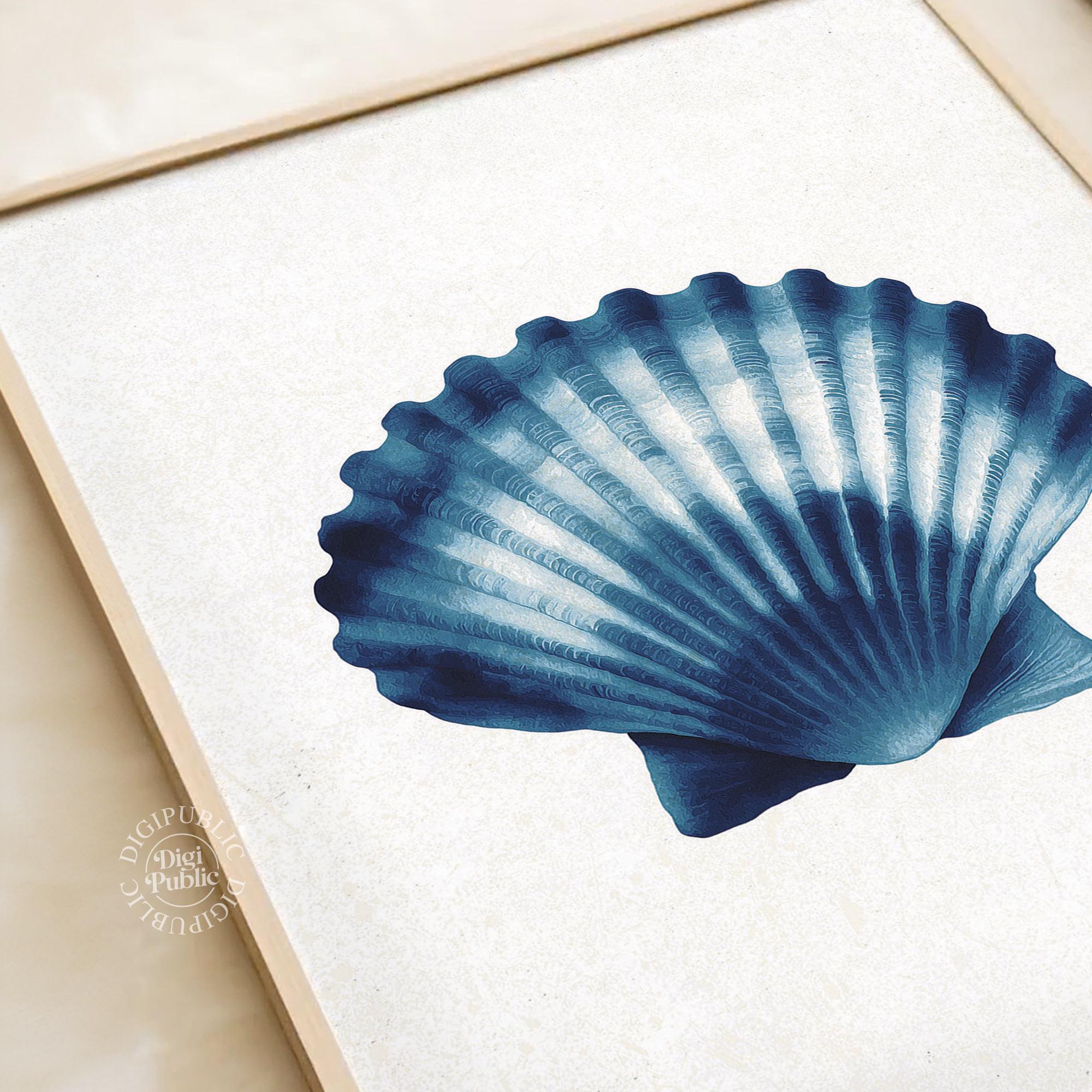 Coastal Seashell Print Set: Blue Ocean Theme Wall Art (digital Download ...