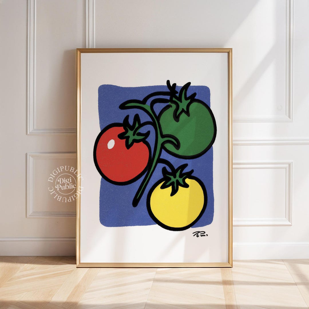 Tomato Wall Art Printable - Pop Art Kitchen Poster, Colorful Veggie ...