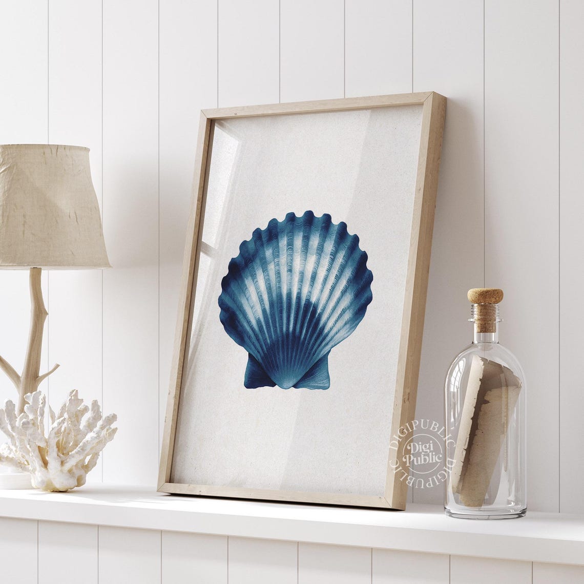 Coastal Seashell Print Set: Blue Ocean Theme Wall Art (digital Download ...