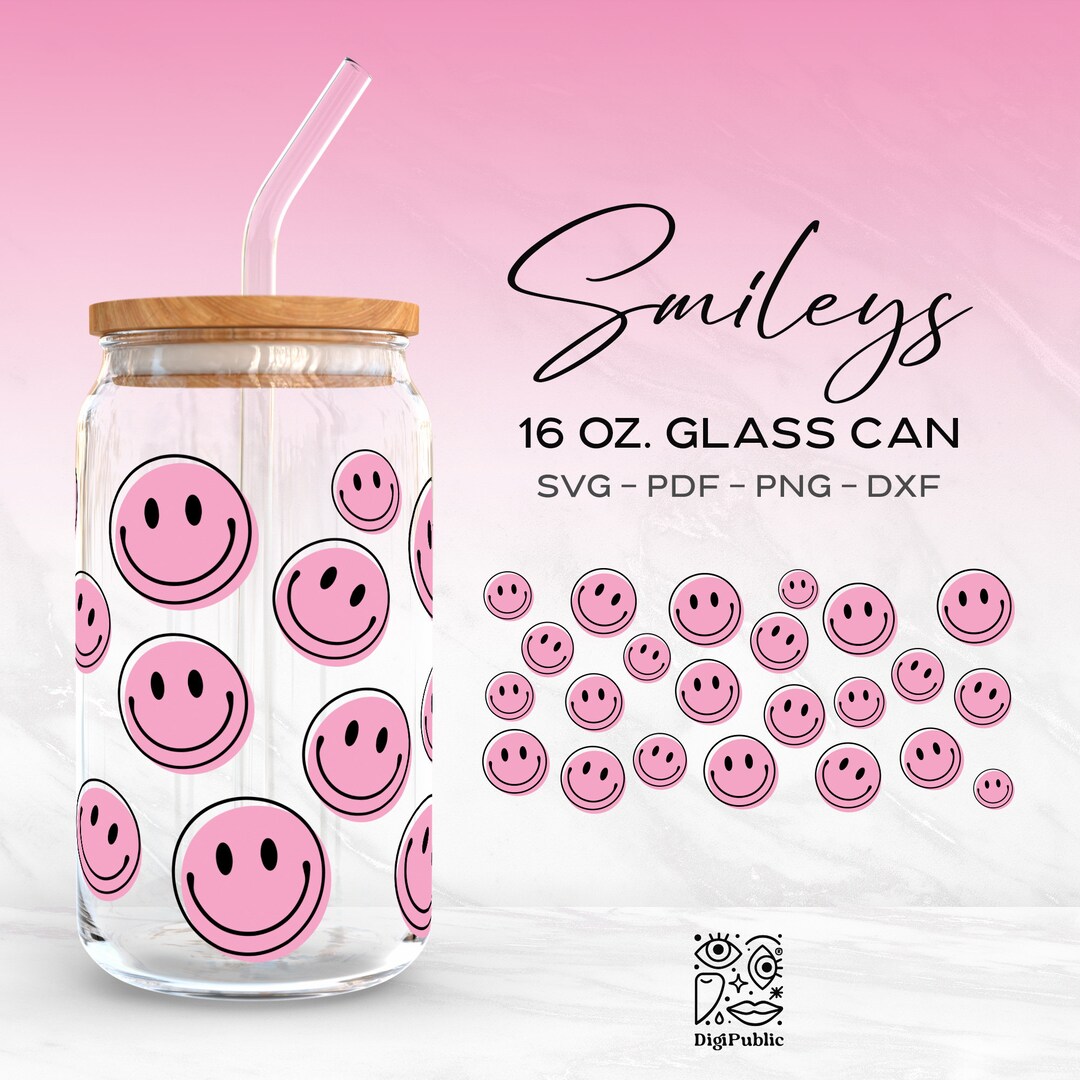 Smileys Smiley Glass Can Svg Bundle, Glass Can Svg, Smiley Svg, Libbey ...