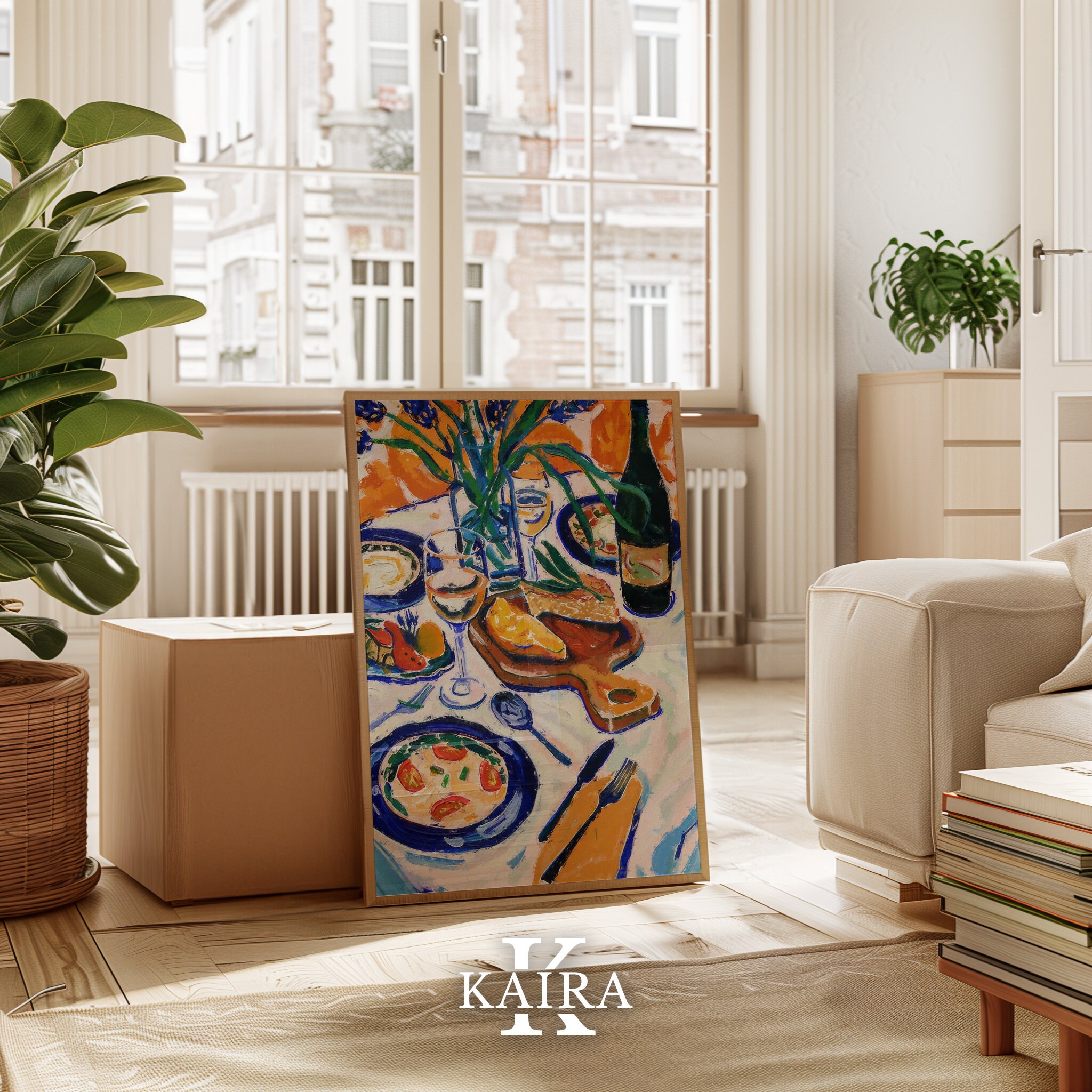 French Dinner Table Art Print Elegant Digital Painting of Classic ...