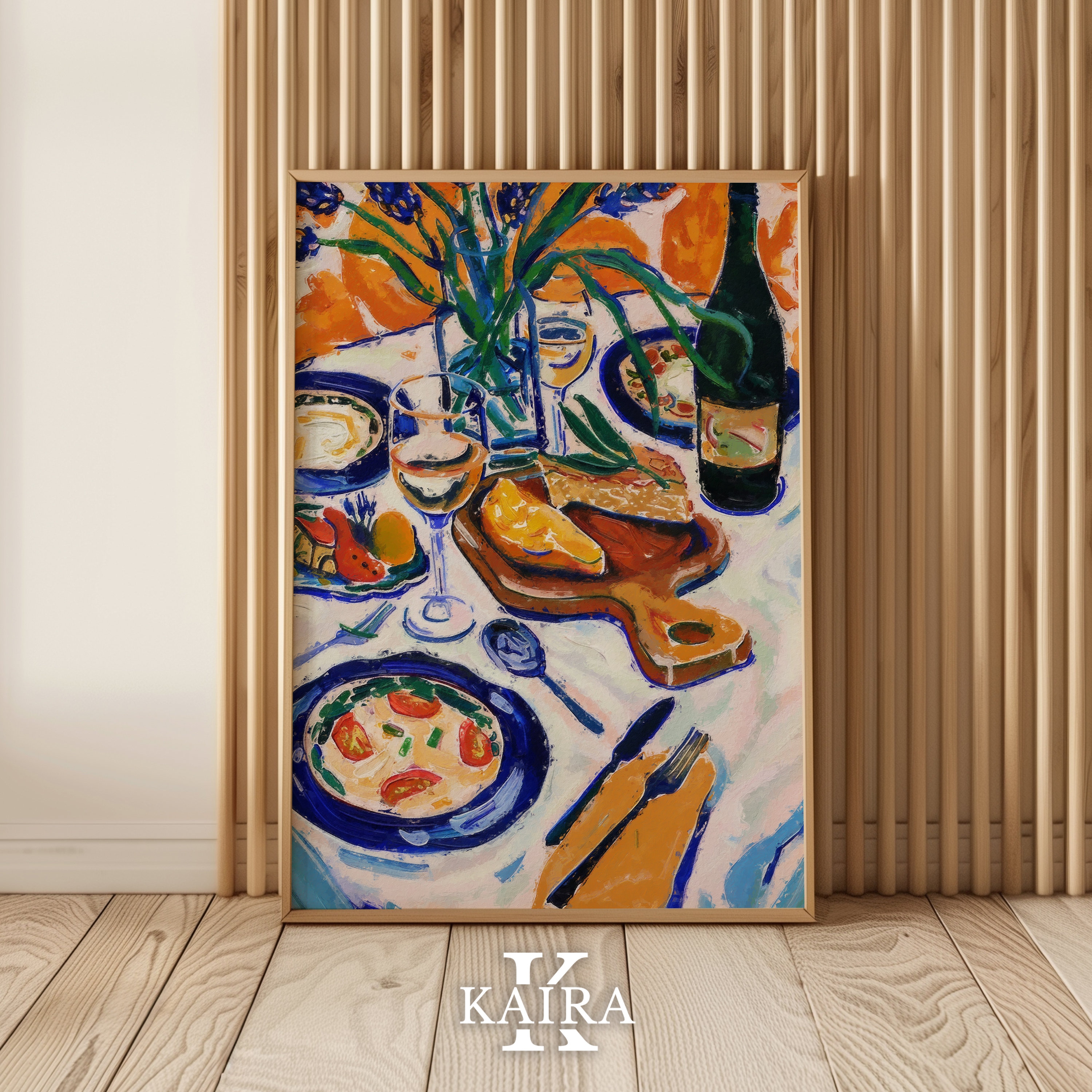 French Dinner Table Art Print Elegant Digital Painting of Classic ...