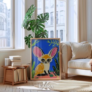 Cute Fennec Fox Poster, Whimsical Animal Wall Art, Colorful Desert Fox ...