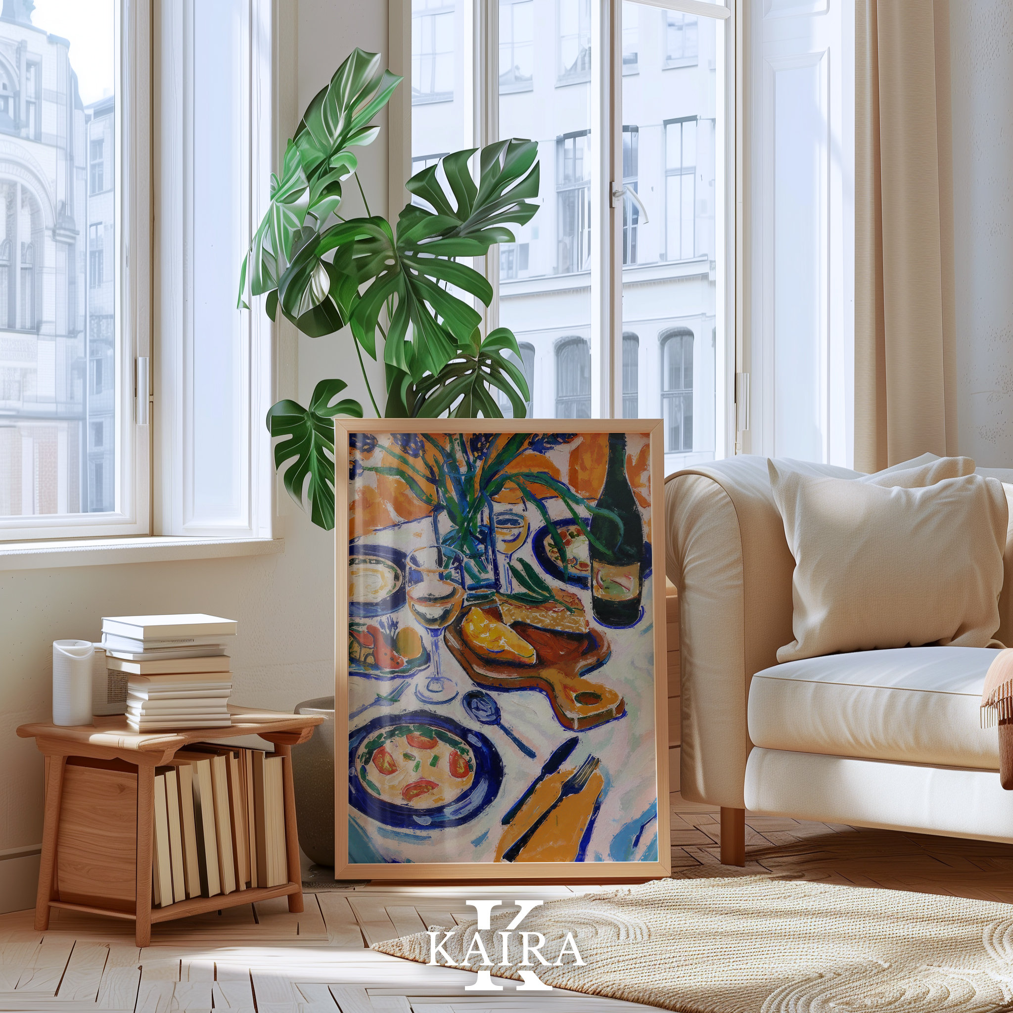 French Dinner Table Art Print Elegant Digital Painting of Classic ...