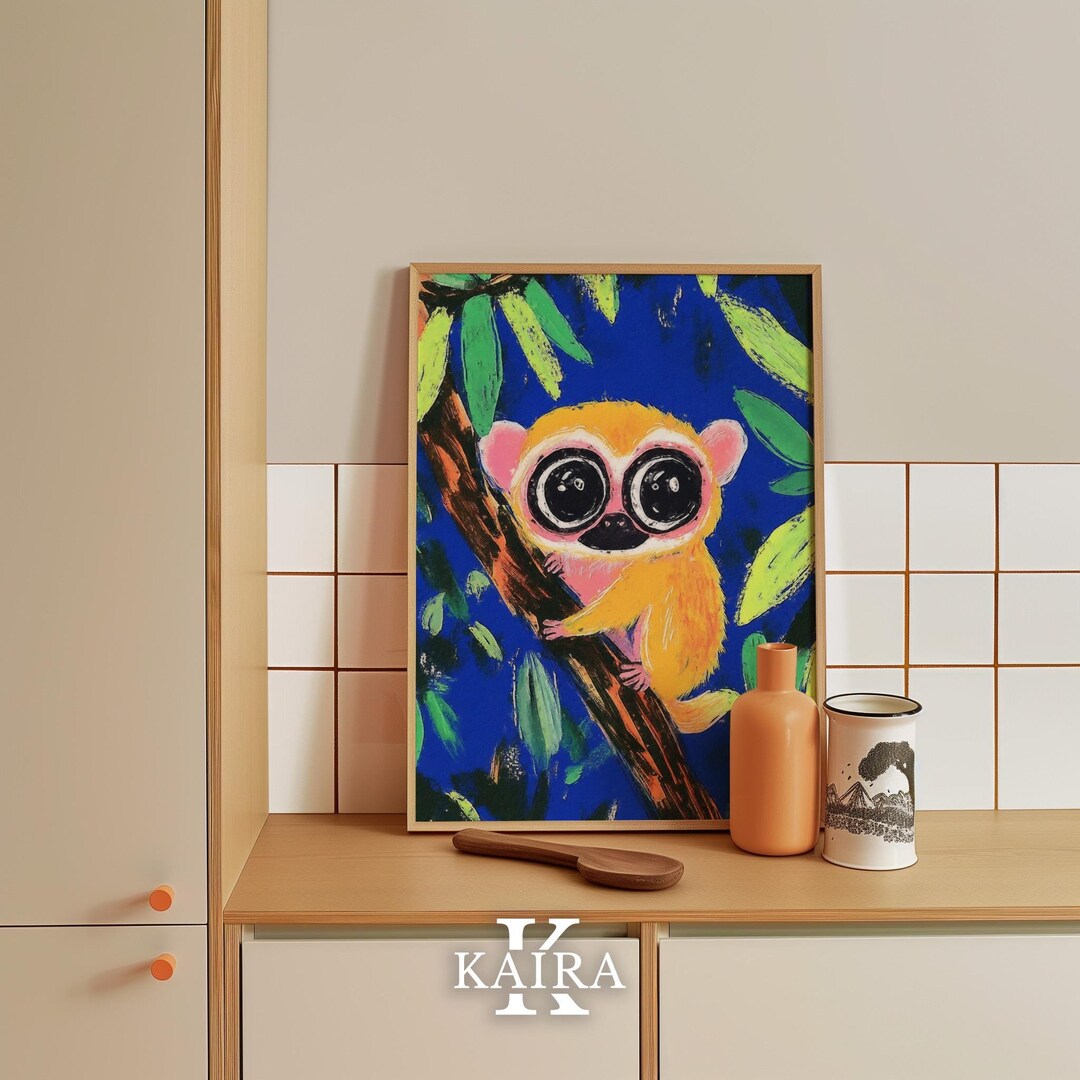 Cute Lemur Poster, Whimsical Animal Wall Art, Playful Lemur ...
