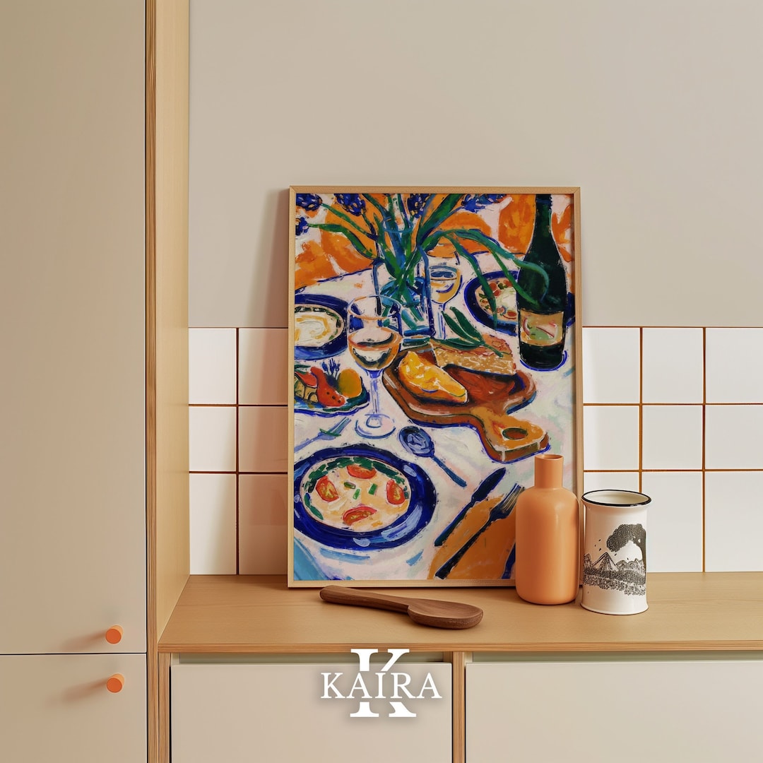 French Dinner Table Art Print - Elegant Digital Painting of Classic ...