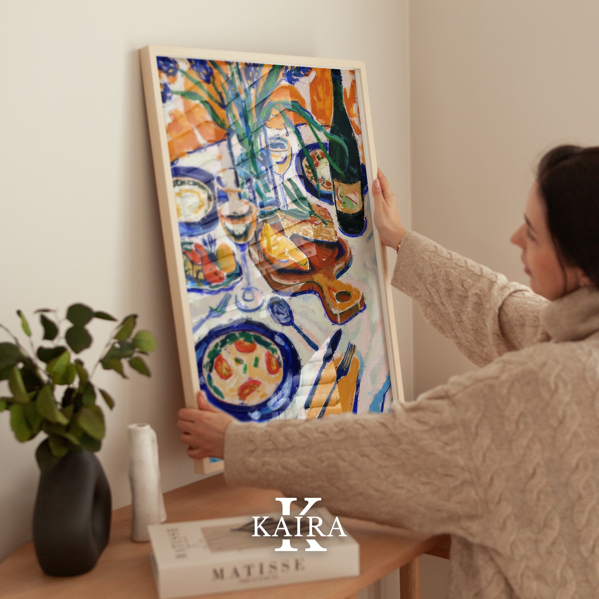 French Dinner Table Art Print Elegant Digital Painting of Classic ...